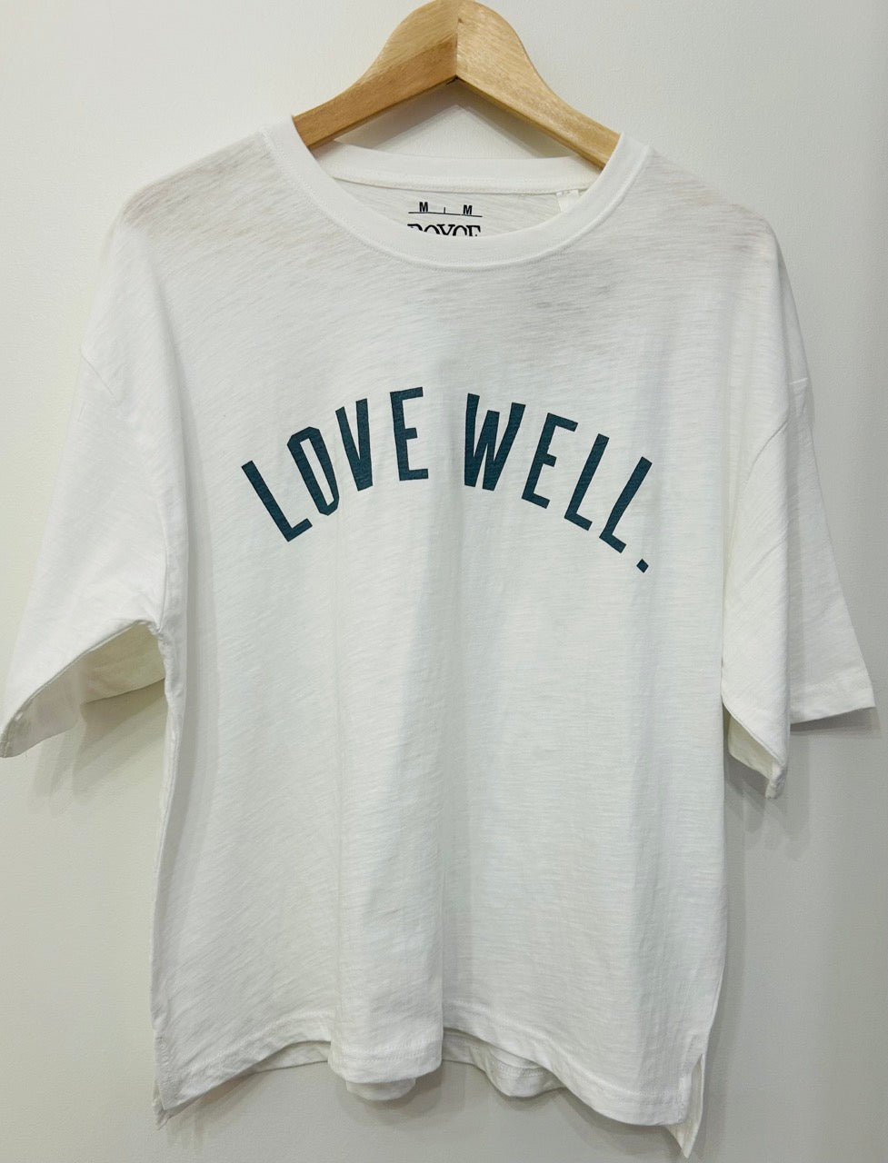 White Boxy Tee with Grey Logo - T-Shirts College – LoveWell